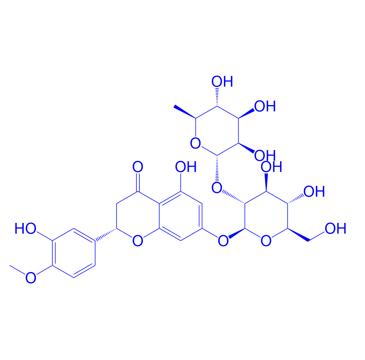 CAS号:13241-33-3-新橙皮苷 - (S)-7-(((2-O-6-Deoxy-alpha-L-mannopyranosyl)-beta-D-glucopyranosyl)oxy)-2 ...
